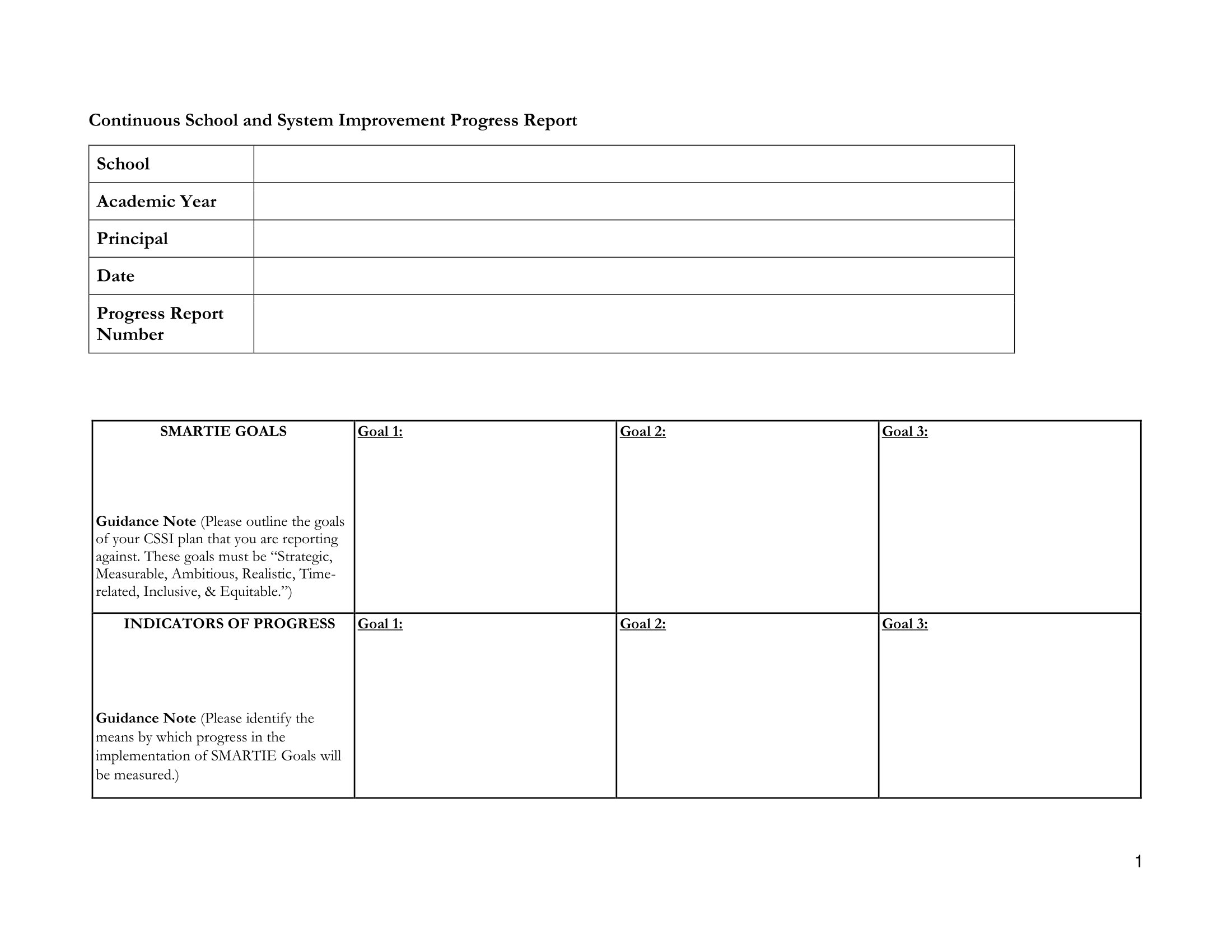 CSSI Plan Grant Progress Report Template