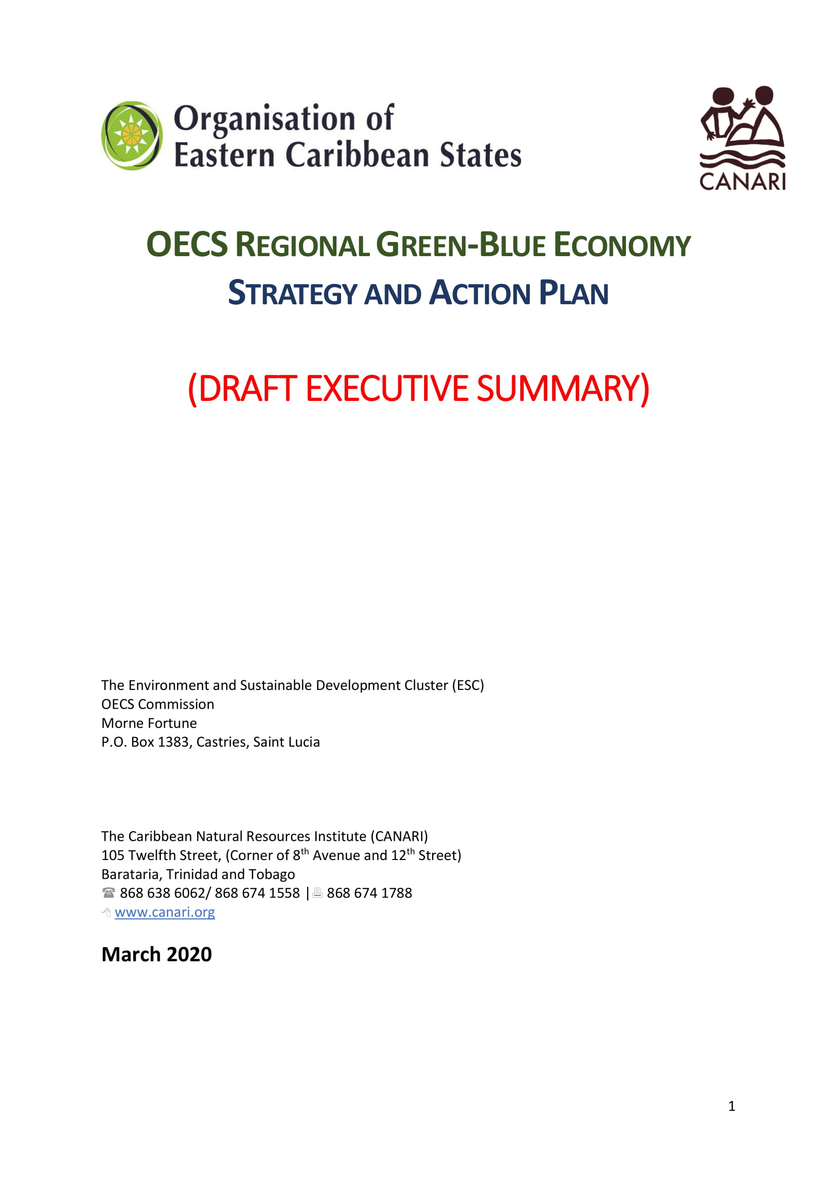 OECS Green-Blue Economy SAP (Exec Summary)
